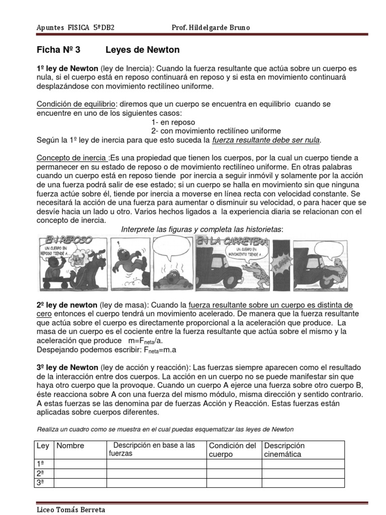 Ficha #3 Leyes de Newton | PDF | Las leyes del movimiento de Newton ...