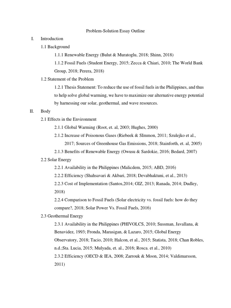 Problem-Solution Essay Outline | PDF | Fossil Fuels | Fuels