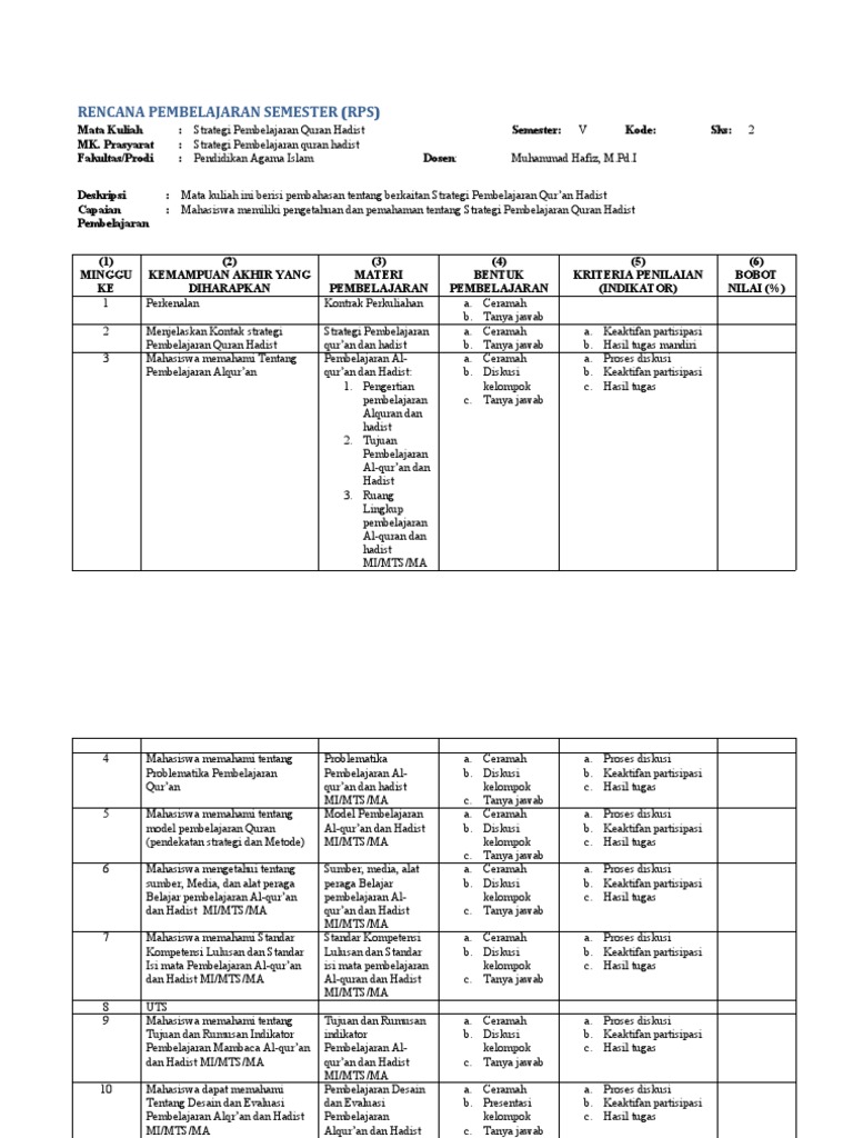 Strategi Pembelajaran Quran Hadist | PDF