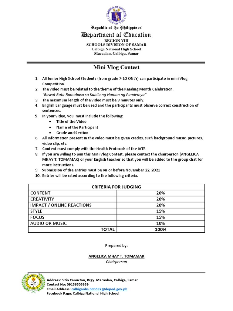Vlogging Contest | PDF