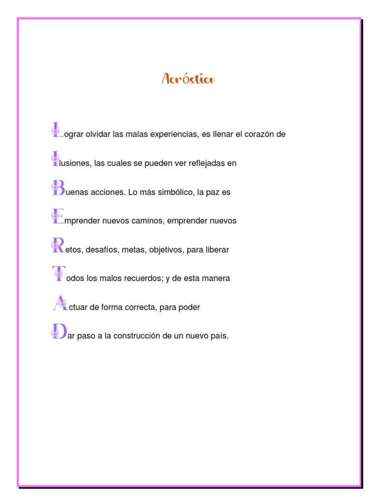 Acrósticos sobre Ética y Libertad | PDF