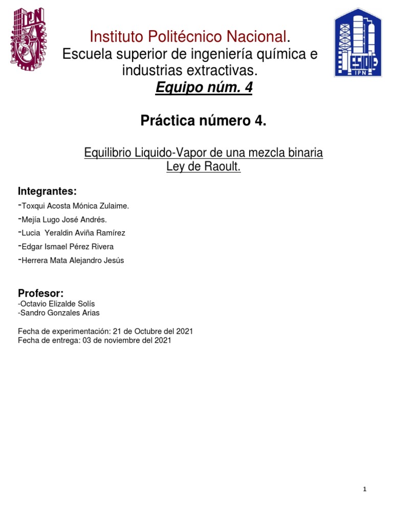 Practica 4 Termo de Fases | PDF | Equilibrio químico | Fase (materia)
