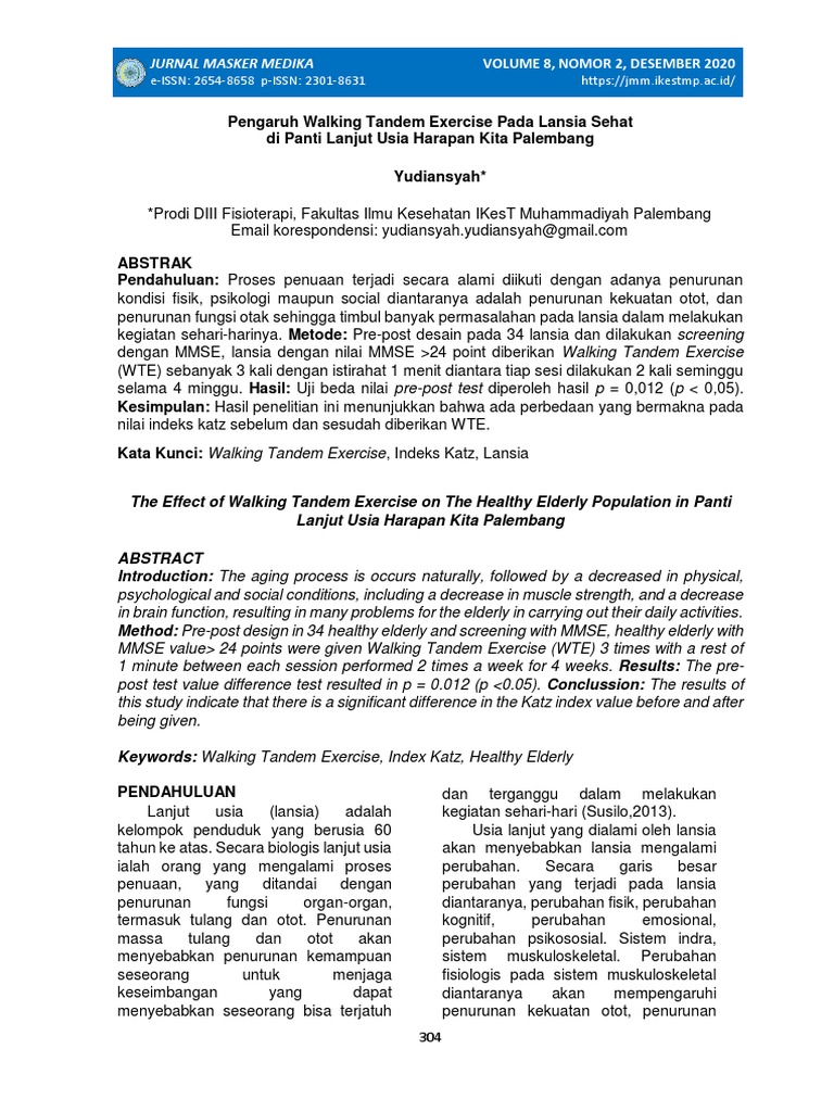 Pengaruh Latihan Jalan Tandem pada Lansia | PDF