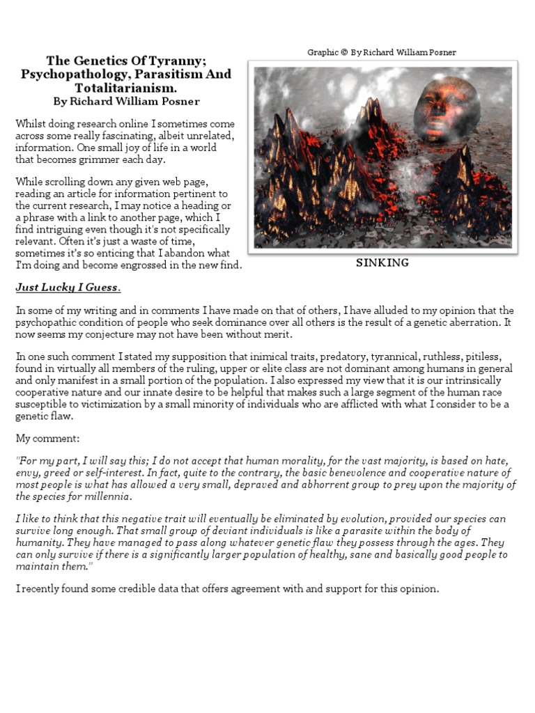 The Genetics of Tyranny | PDF | Psychopathy | Parasitism