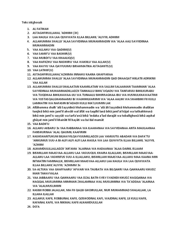 Teks Istighosah SMP 2021 | PDF | Religion & Spirituality