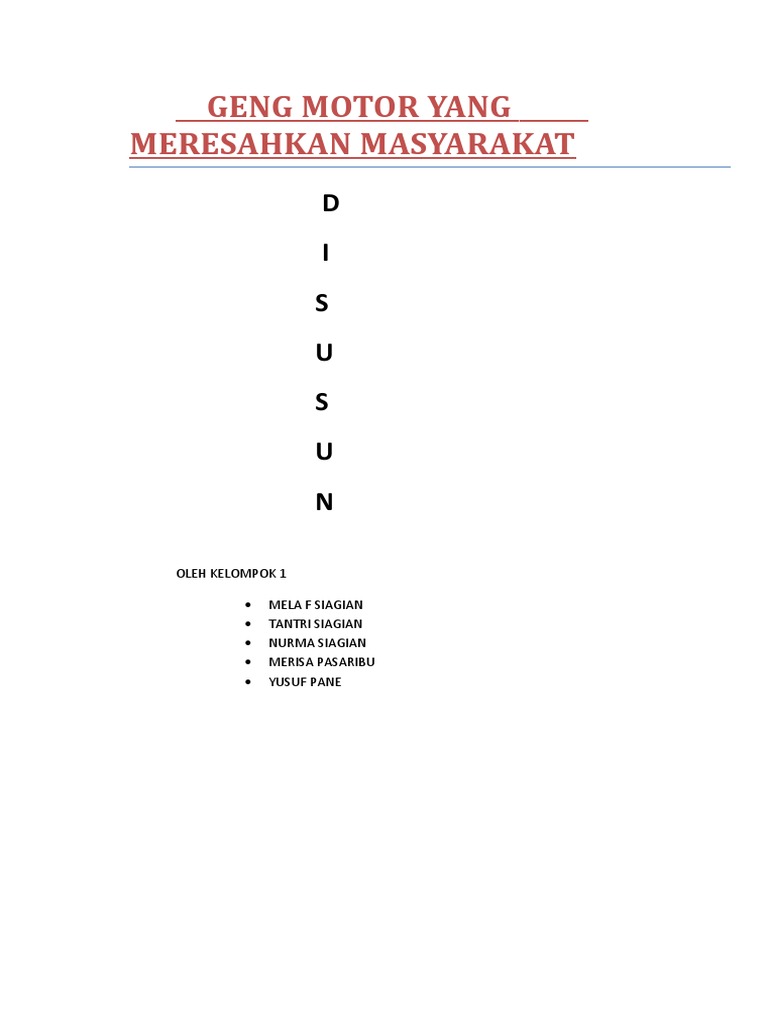 Geng Motor Yang Meresahkan Masyarakat | PDF