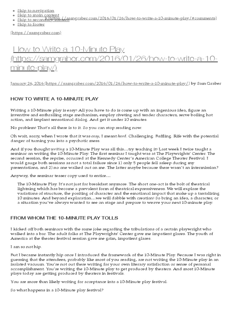 How To Write A 10-Minute Play - Sam Graber | PDF