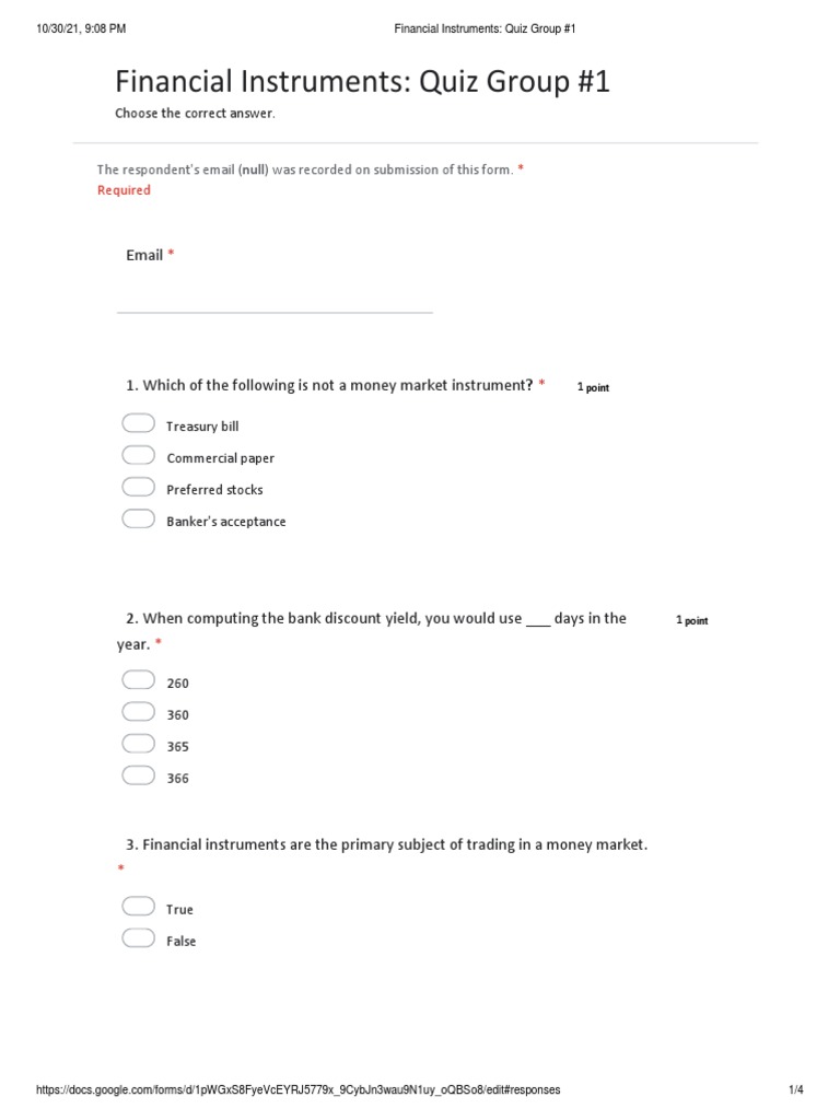 Group1-Financial Instruments Quiz - Google Forms | PDF | Securities ...
