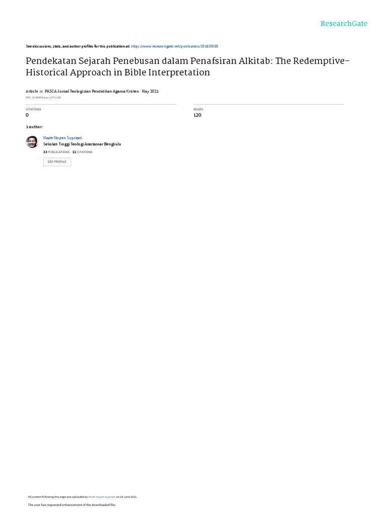 Jurnal Sejarah Penebusan | PDF | Religious Texts | Theology