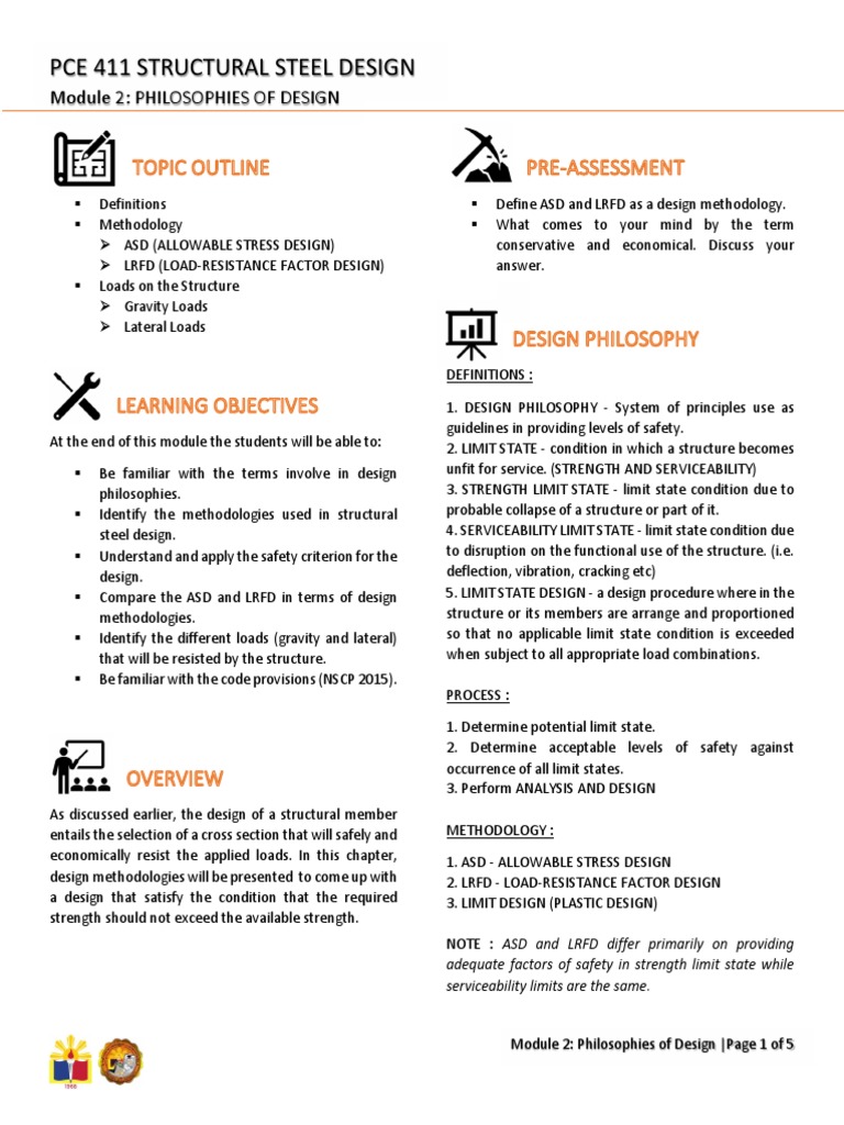 Pce 411 Structural Steel Design: Module 2: Philosophies of Design | PDF | Strength Of Materials ...