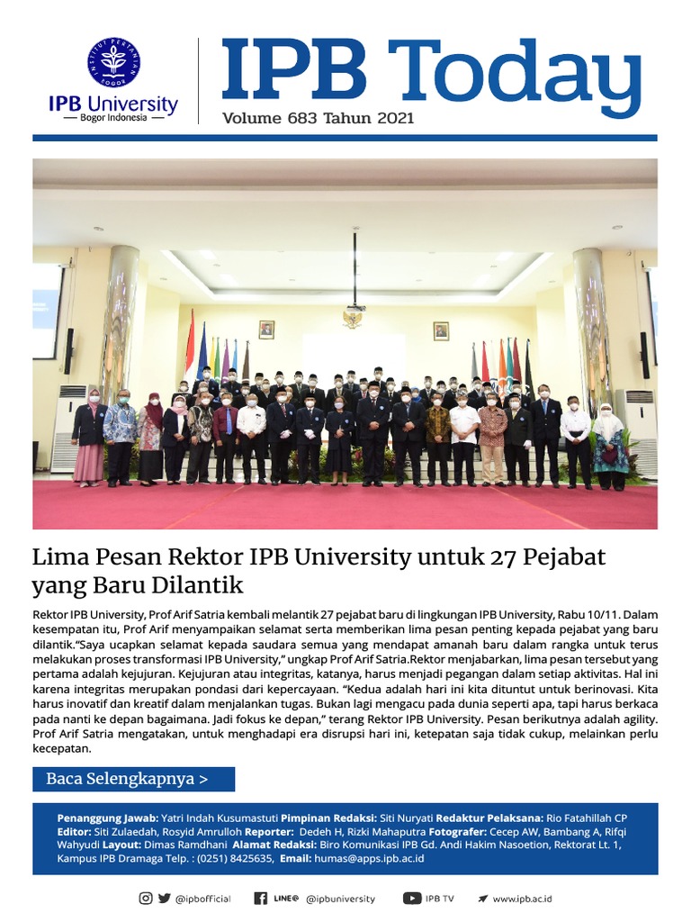 IPB Today Edisi 683 Edisi Pelantikan | PDF