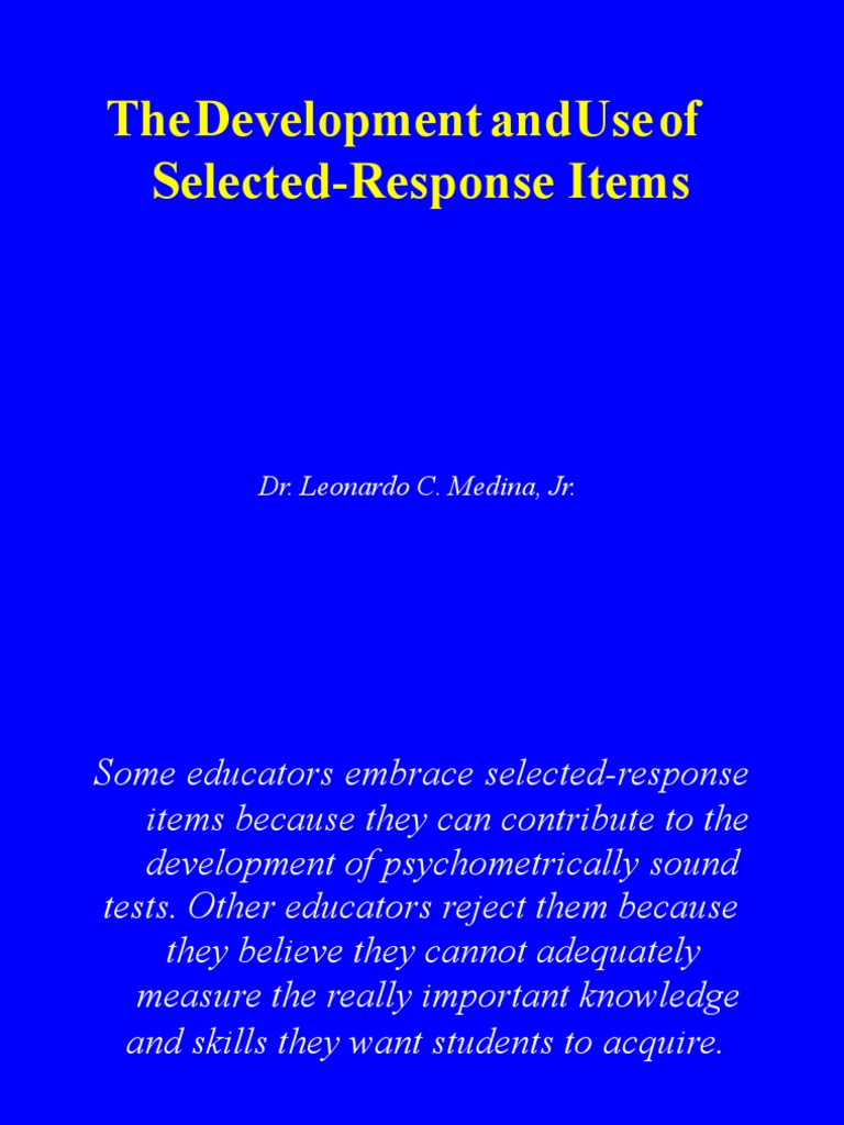 8 Selected Response Items | PDF | Multiple Choice | Cognition