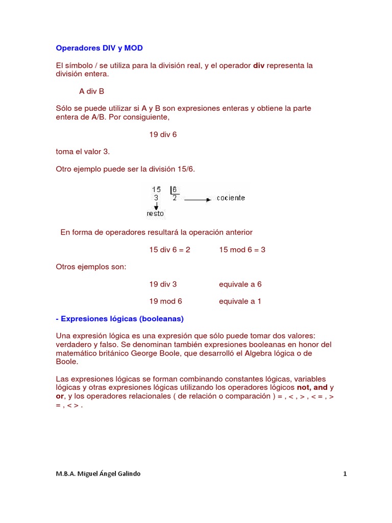 5 Operadores DIV y MOD | PDF