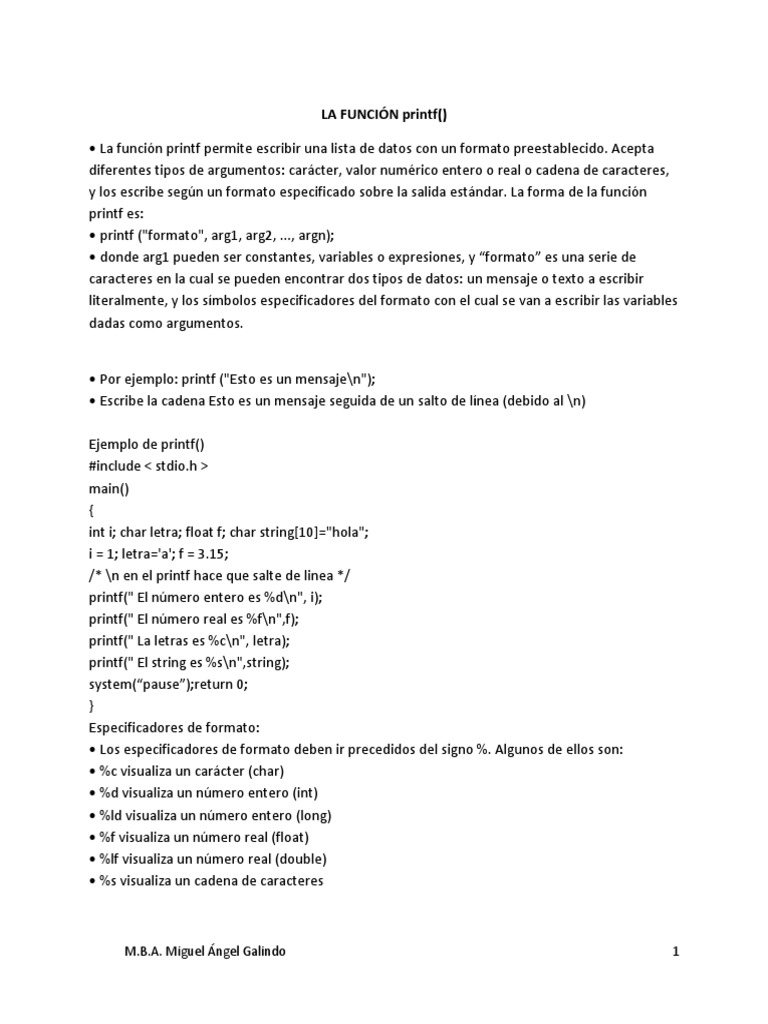 7 Funciones Básicas de Programación en C | PDF | Programación de ...