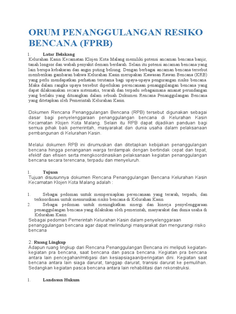 Draft SK FPRB Kampung | PDF