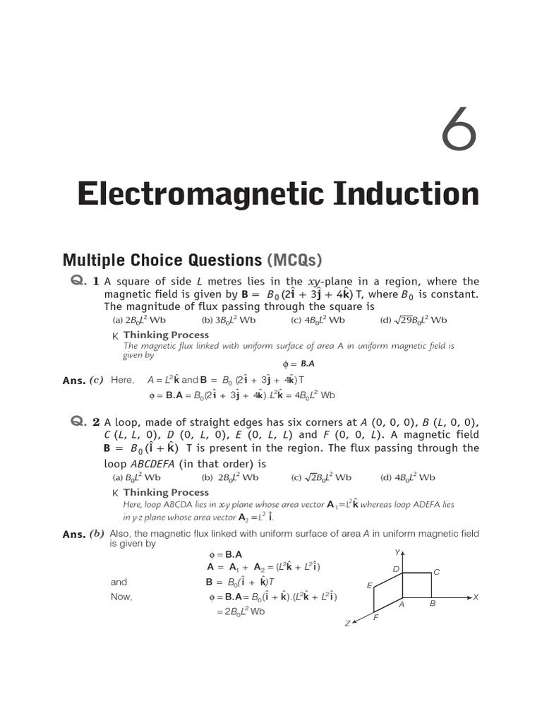 Electromagnetic Induction: Multiple Choice Questions | PDF ...