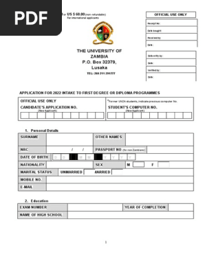 Unza Application Form 2023 - Printable Forms Free Online