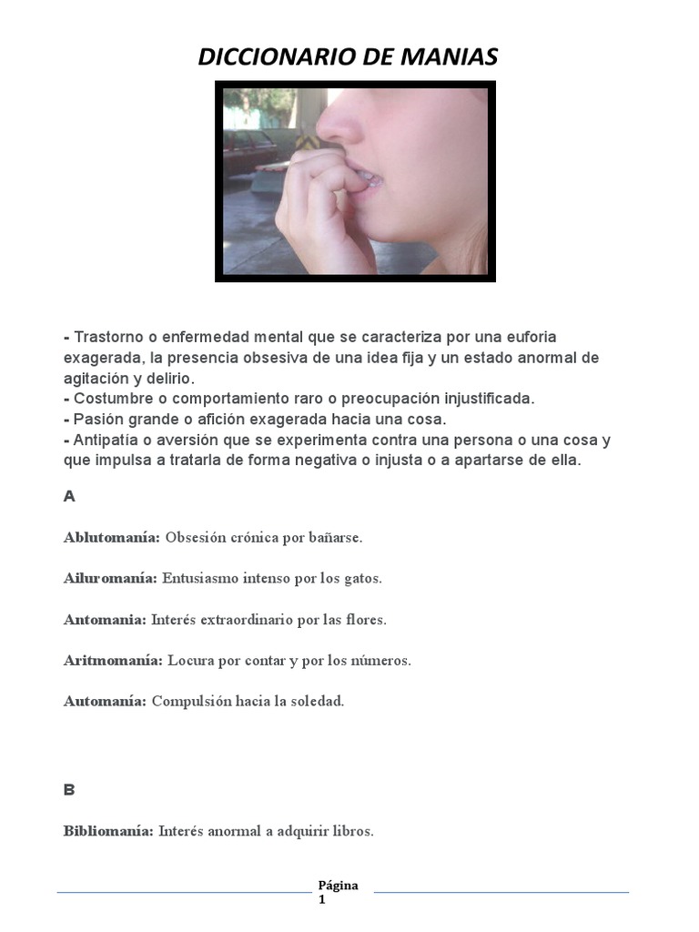 Diccionario de Manias | PDF | Psicopatología | Diagnóstico psiquiátrico