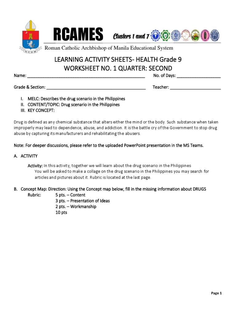 Rcames: Learning Activity Sheets-Health Grade 9 Worksheet No. 1 Quarter ...