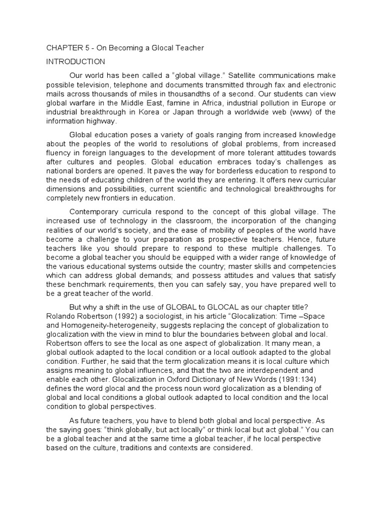 CHAPTER 5 - On Becoming A Glocal Teacher | PDF | Teachers | Curriculum