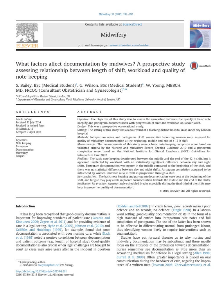 Factors Affect Documentation | PDF | Childbirth | Midwifery