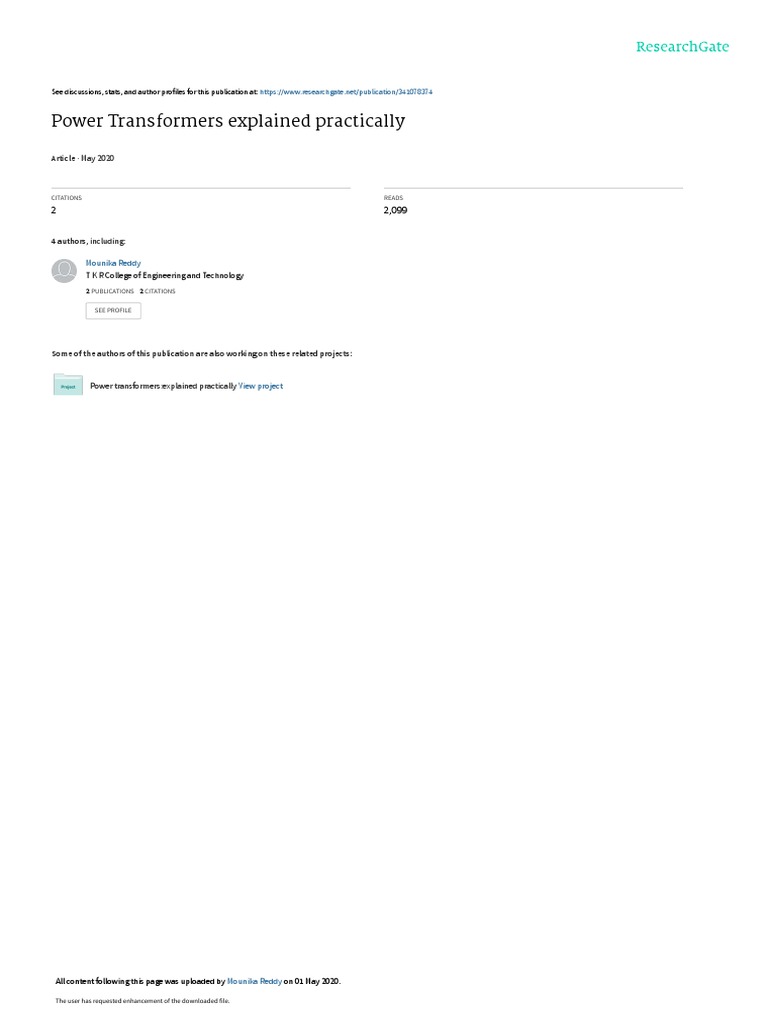 Power Transformers Explained Practically: Article | PDF | Transformer | Electrical Engineering