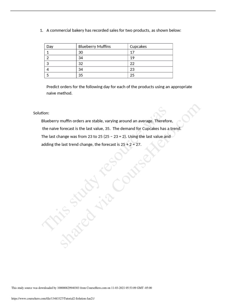 Tutorial2 Solution Jan21 | PDF | Forecasting | Mean Squared Error