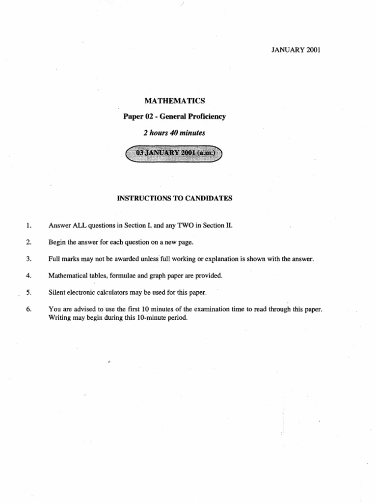 CXC Mathematics January 01 P2 | PDF | Circle | Angle