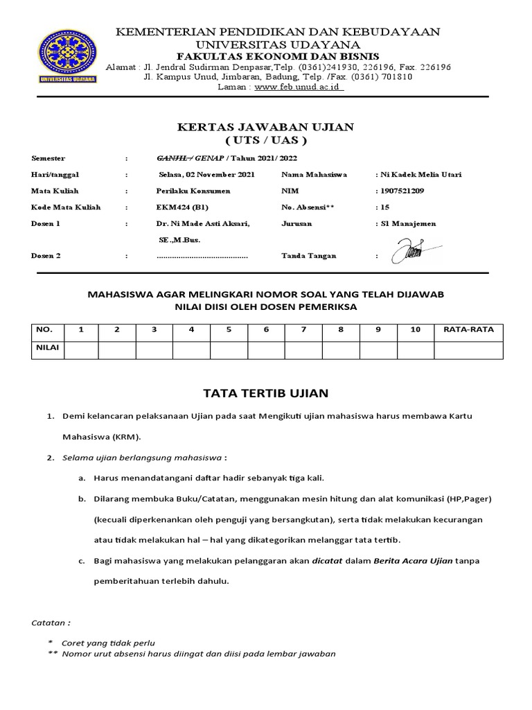 15 - 1907521209 - Ni Kadek Melia Utari - UTS Perilaku Konsumen | PDF