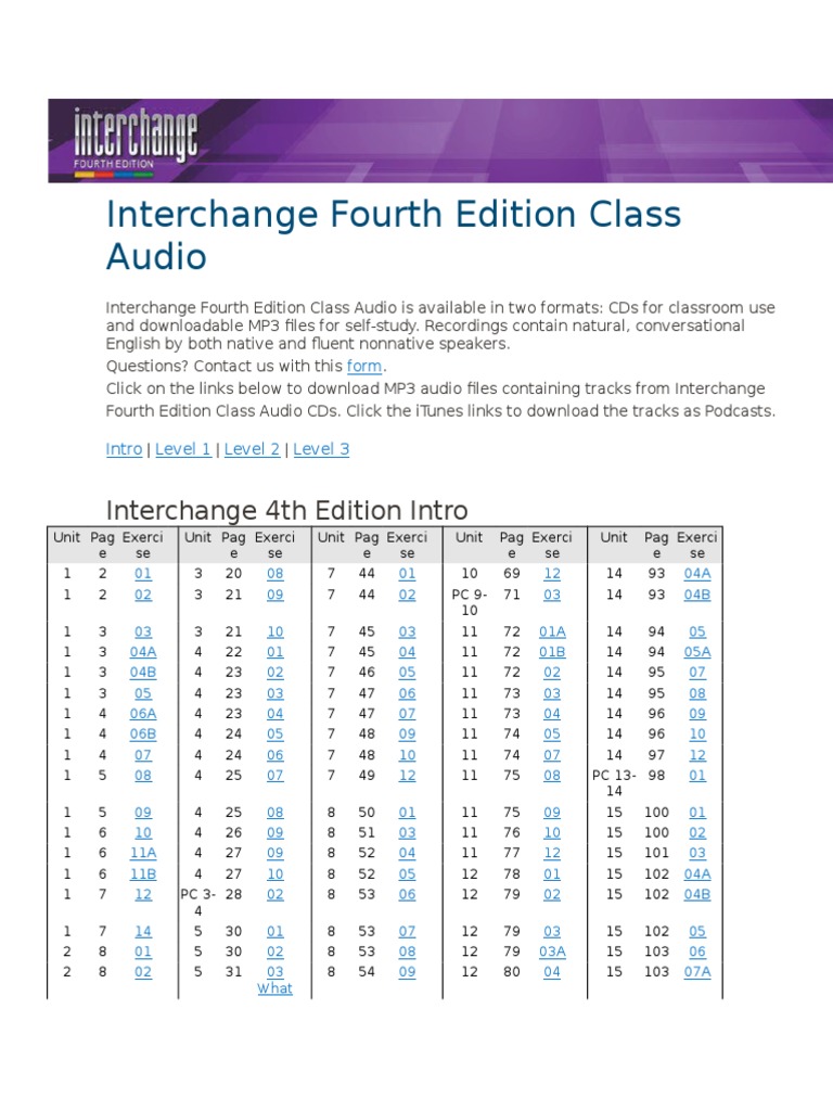 Interchange Fourth Edition Class Audio PDF Free | PDF | Multimedia ...
