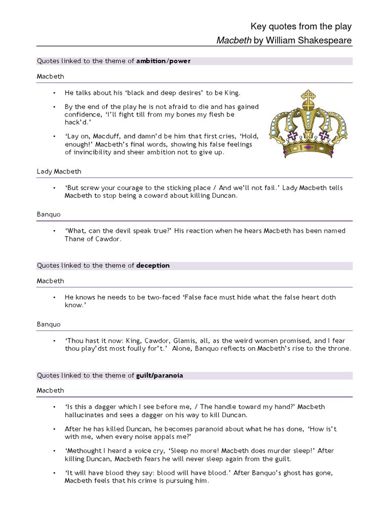 Macbeth Key Quotes Pdf – Quotation Bank Macbeth – GMKTBL