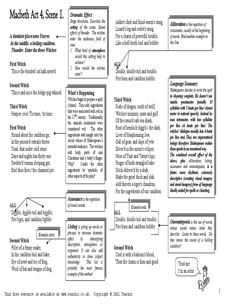 Act 4 Scene 1 - The Scene, Annotated | PDF | Macbeth