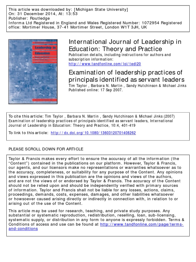 International Journal of Leadership in Education: Theory and Practice ...