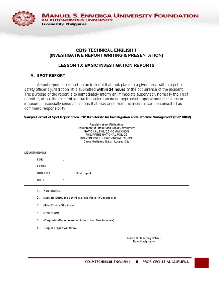 Cd19 Technical English 1 (Investigative Report Writing & Presentation ...
