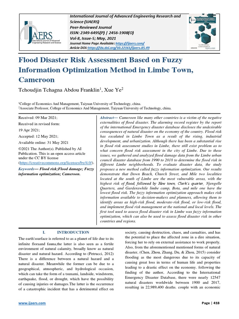 Flood Disaster Risk Assessment Based On Fuzzy Information Optimization ... Flood Disaster Risk Assessment Based On Fuzzy Information Optimization ...