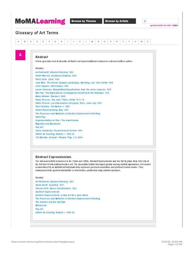 MoMA - Glossary of Art Terms | PDF | Abstract Art | Cubism