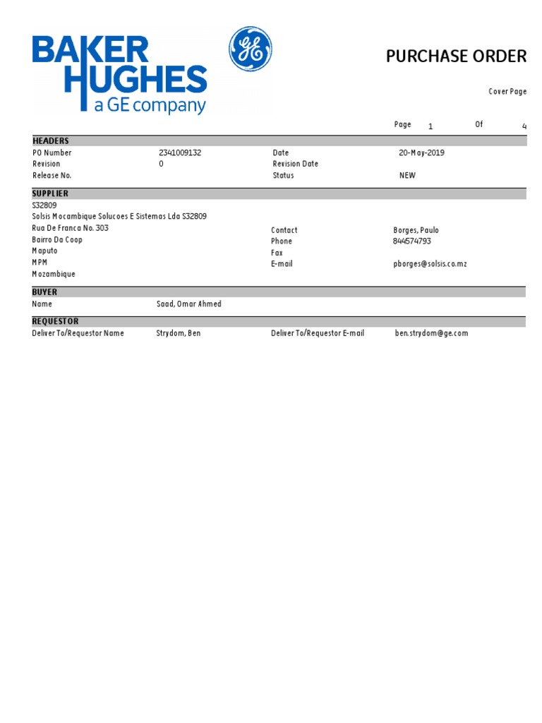 Purchase Order: Headers | PDF | Invoice | Regulatory Compliance