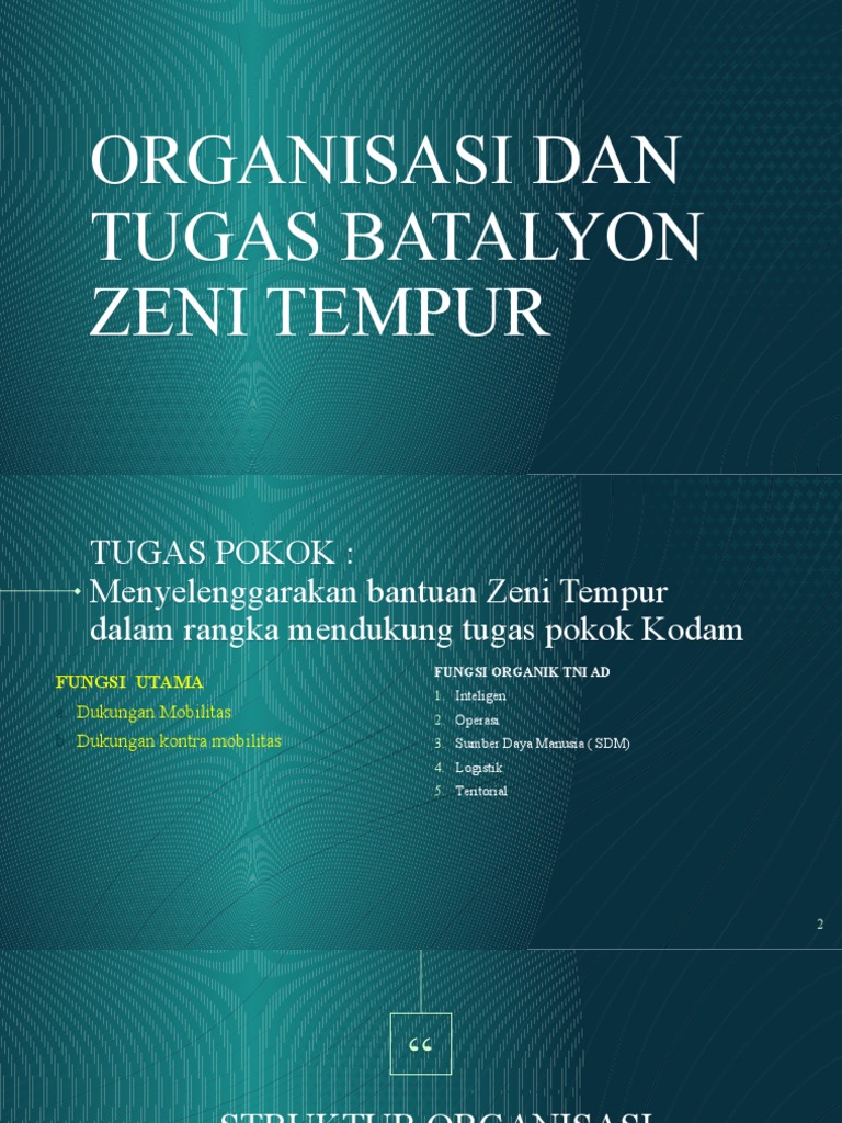 Struktur dan Tugas Batalyon Zeni Tempur | PDF