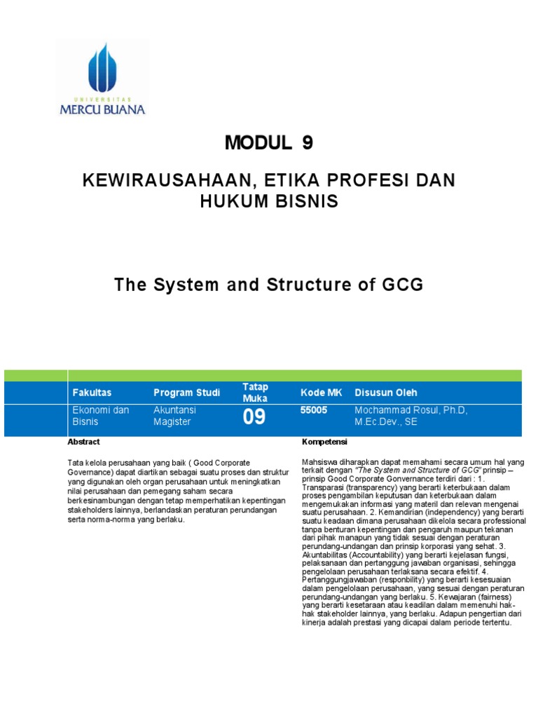 GCG Principles and Structure | PDF