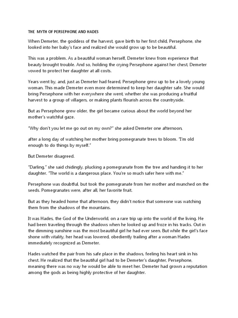The Myth of Persephone and Hades | PDF | Hades | Persephone