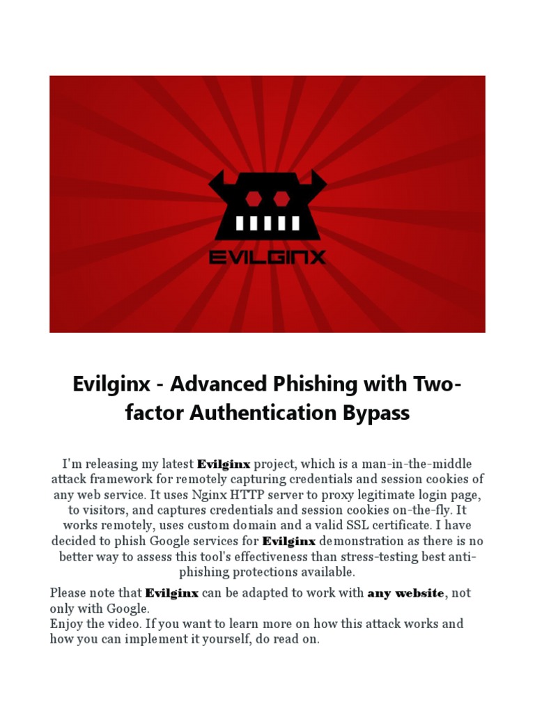 Evilginx - Advanced Phishing With Two-Factor Authentication Bypass ...