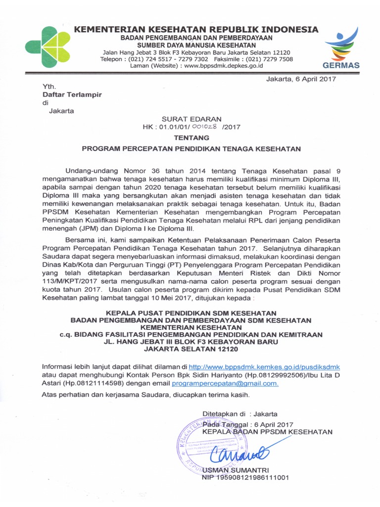 Surat Edaran Program Percepatan Pendidikan Tenaga Kesehatan - Final ...