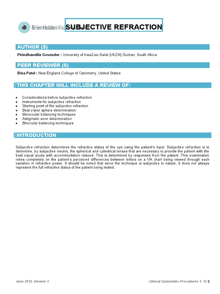13 Subjective Refraction | PDF | Visual Acuity | Eye