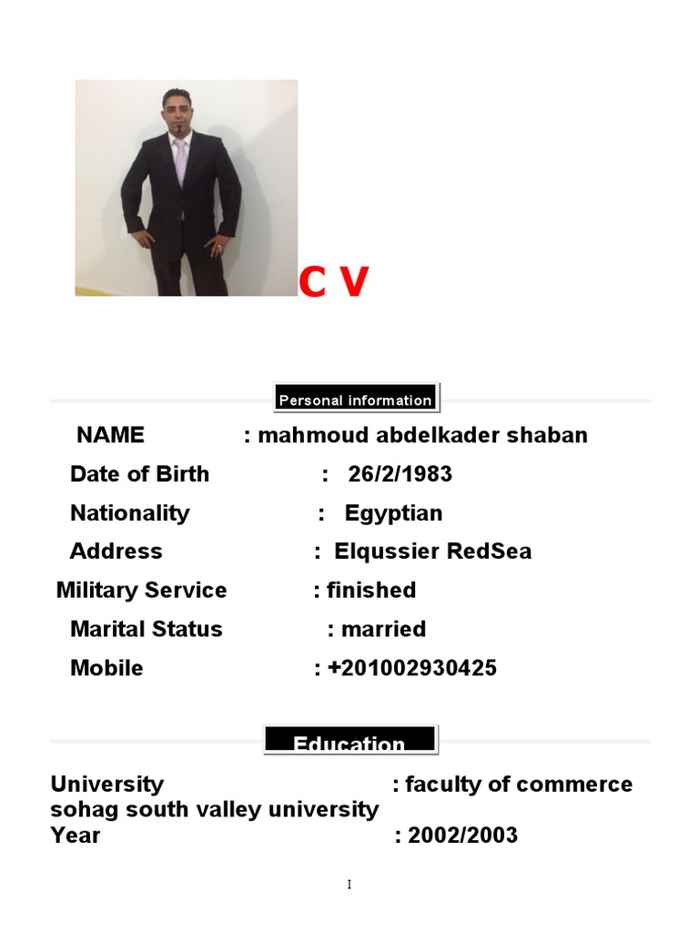 Mahmoud Abdelkader Shaban CV | PDF