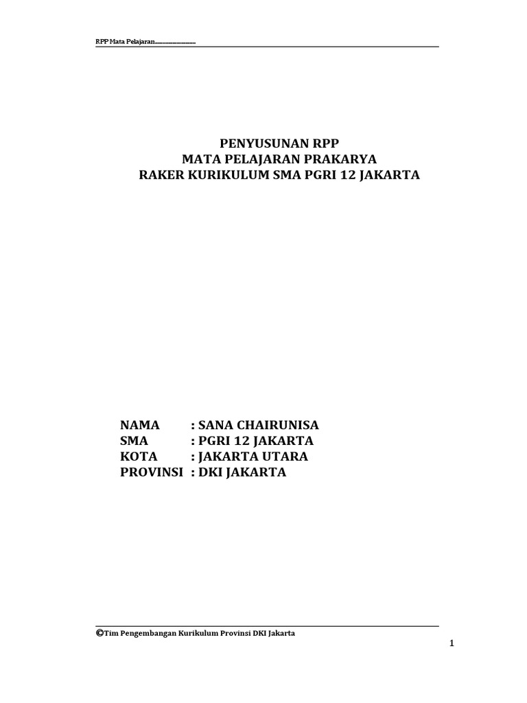 Format RPP Prakarya | PDF