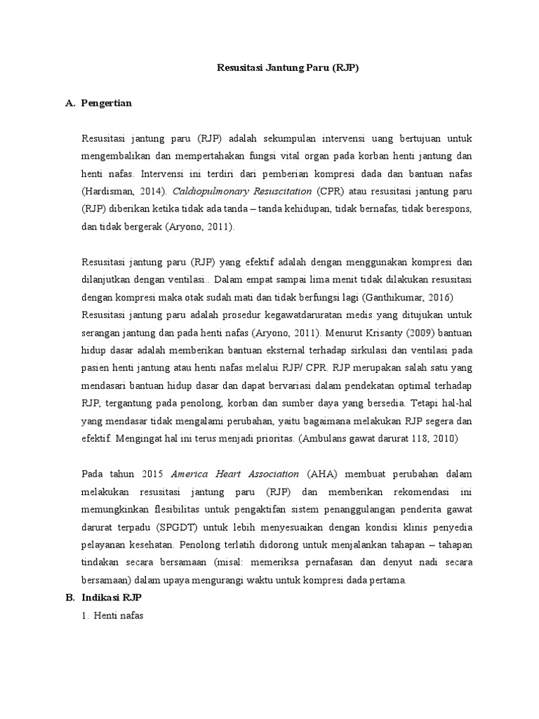 Prosedur Resusitasi Jantung Paru (RJP) | PDF