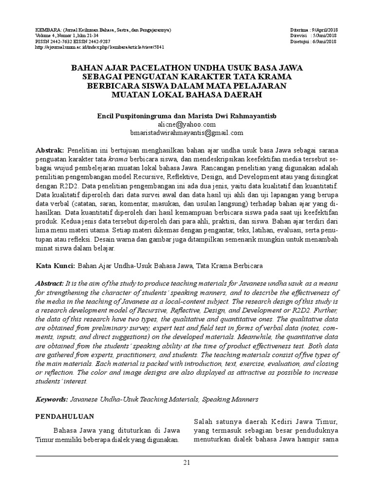 Bahan Ajar Pacelathon Undha Usuk Basa Ja 5d409dee | PDF