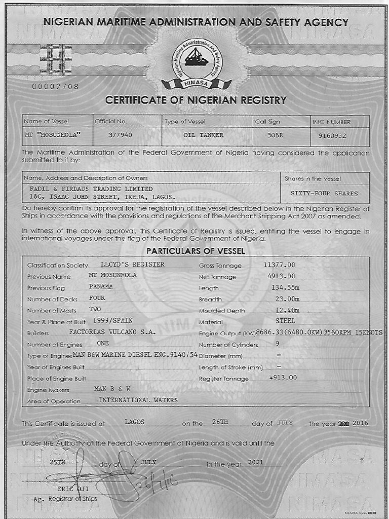 02 Certificate of Registry | PDF