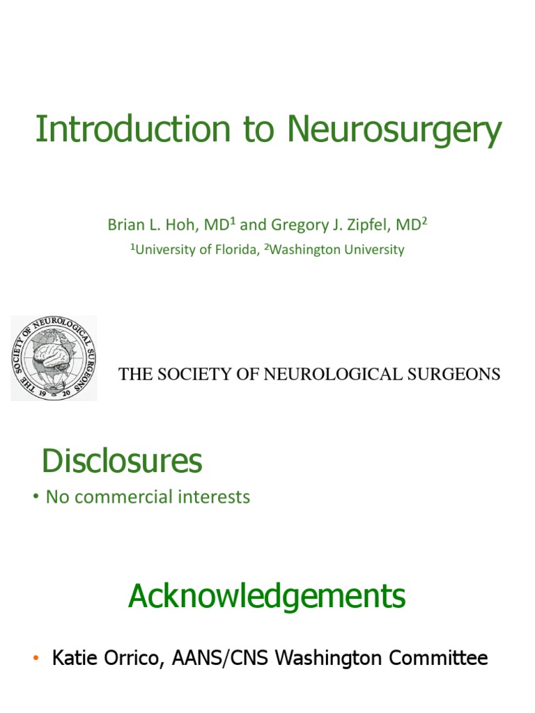 Introduction To Neurosurgery | PDF | Neurosurgery | Residency (Medicine)