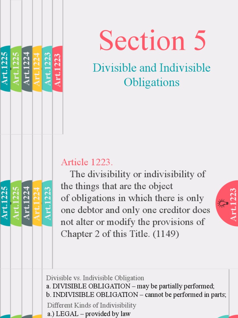 Section 5: Divisible and Indivisible Obligations | Download Free PDF ...